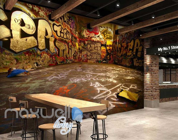 3D Graffiti Ground Abstract Letters Art Wall Murals Wallpaper Decals P ...