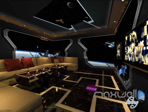 3D Spacecraft Window View Satellite Entire Room Wallpaper Murals Art P ...