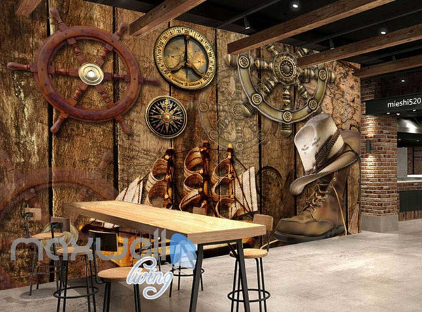 Wood Travel Boots Ship Sea Art Wall Murals Wallpaper Decals Prints Dec ...