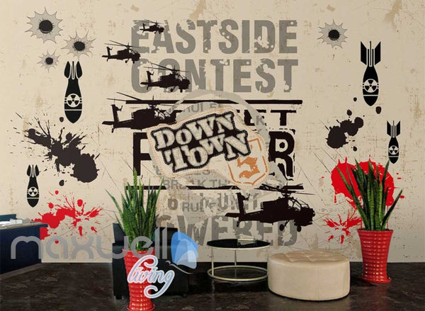 War Guns Bombs Damage Art Wall Murals Wallpaper Decals Prints Decor ID ...