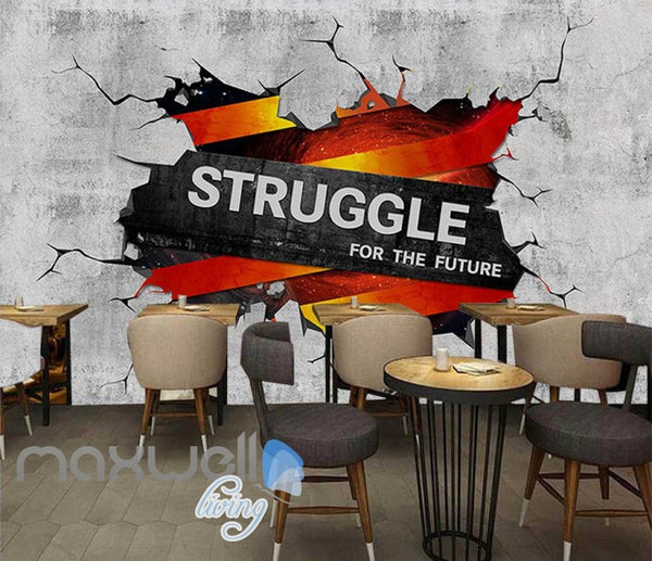 3D Sign Breaking Through Wall Art Wall Murals Wallpaper Decals Prints ...