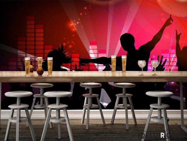 Graphic Design People Dancing Silhouette Ktv Club Art Wall Murals Wall ...