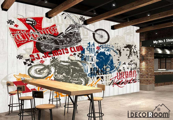 Graphic Design Motorbike Collage Art Wall Murals Wallpaper Decals Prin ...