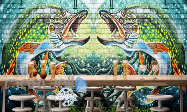 3D Graffiti Giant Eels Water Street Art Wall Murals Wallpaper Decals P ...